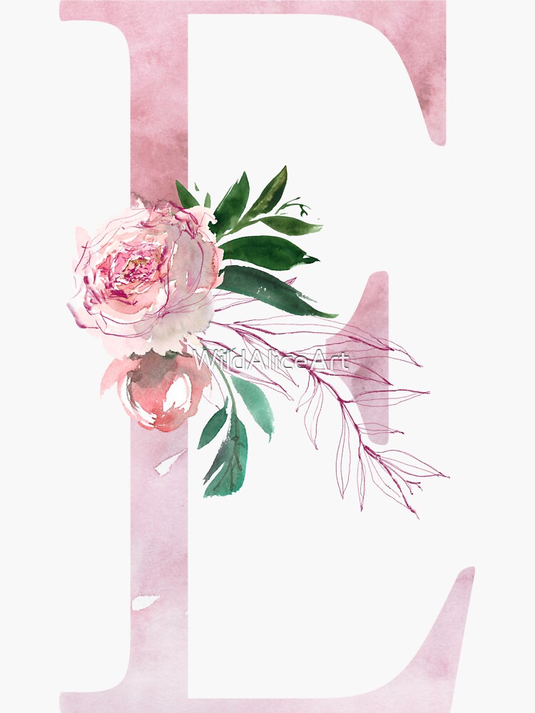"Pink Letter E" Sticker for Sale by WildAliceArt | Redbubble