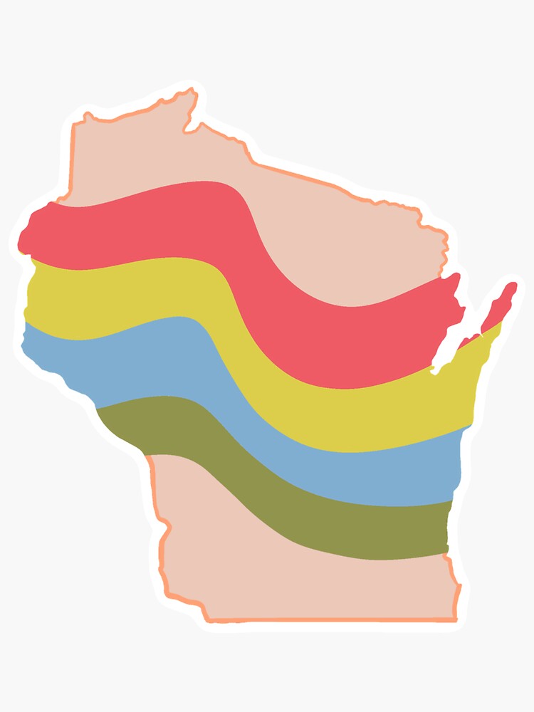 "wisconsin state outline with retro rainbow design" Sticker for Sale by ...