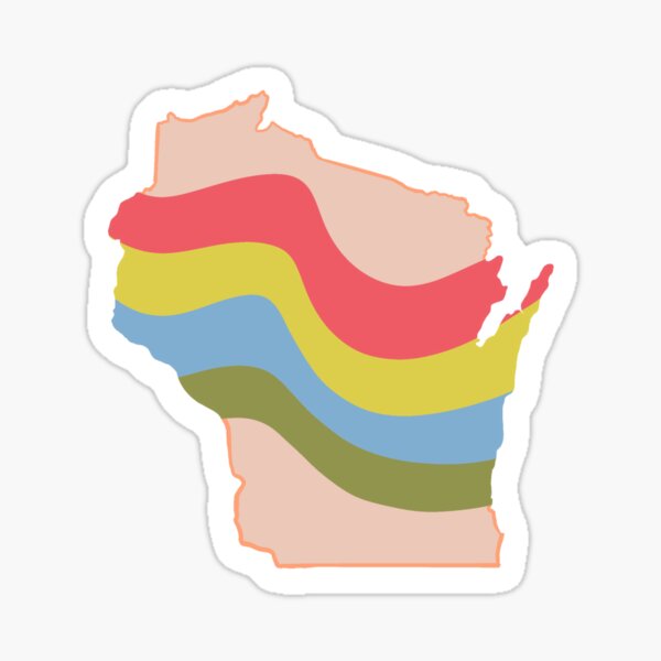 "wisconsin state outline with retro rainbow design" Sticker for Sale by ...