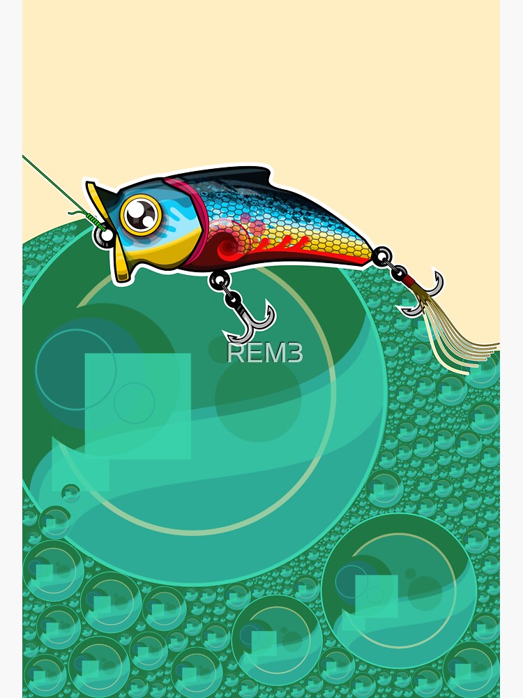 "Fishing Lure Popper, abstract water waves 02" Sticker for Sale by REM3 ...