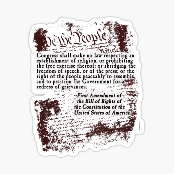 "FIRST Amendment US Constitution Bill of Rights" Sticker for Sale by ...