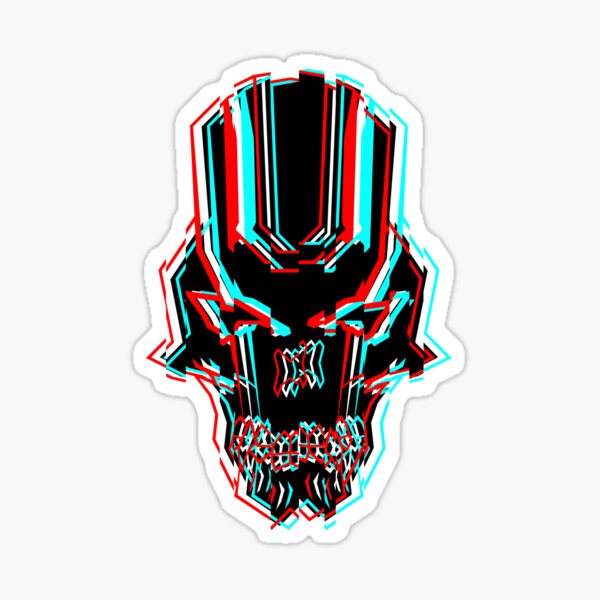 "Glitch Skull of ROM33ROR (Inverted Colors)" Sticker for Sale by ...