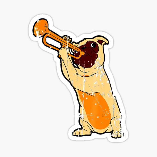 "Vintage Jazz Dog Trumpet Funny Puppy Musician" Sticker for Sale by ...