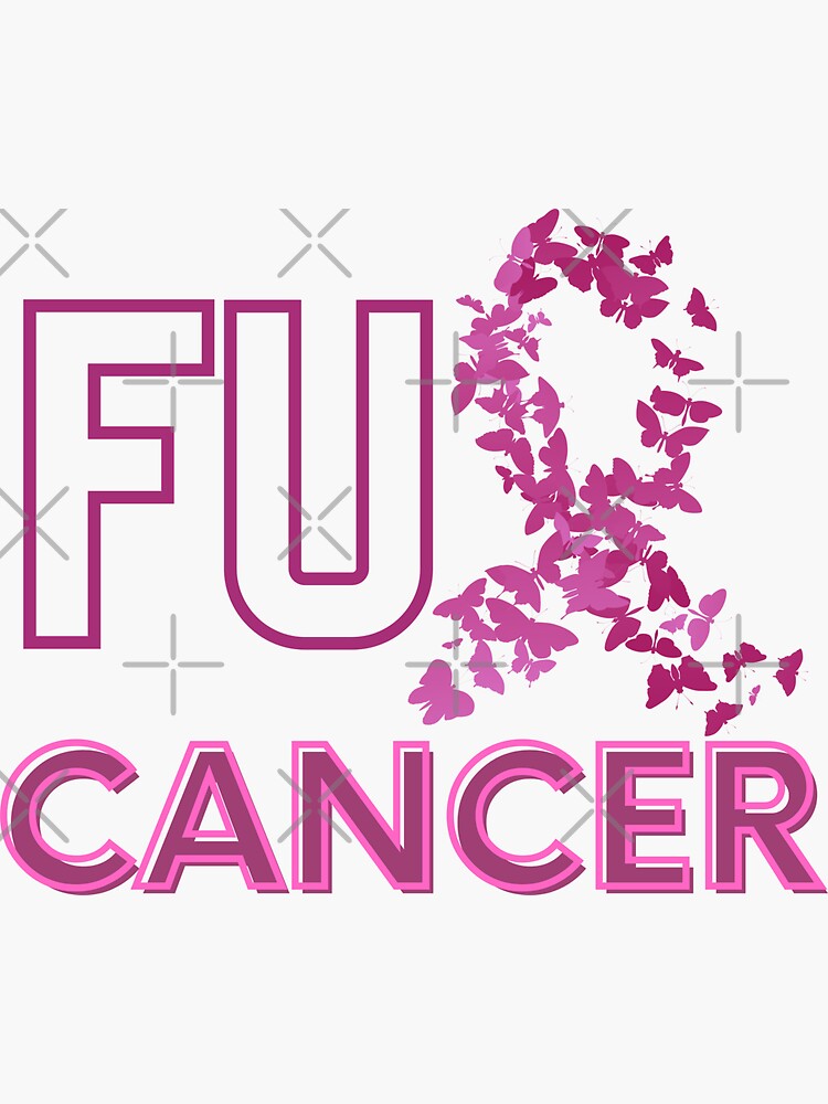 "FU Cancer Pink Ribbon Butterflies" Sticker for Sale by Fizzylogix ...
