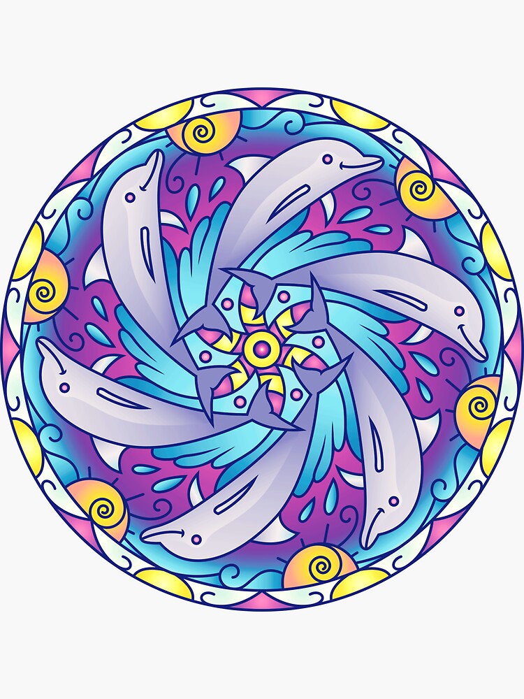 "Dolphin Mandala" Sticker by towerfit | Redbubble