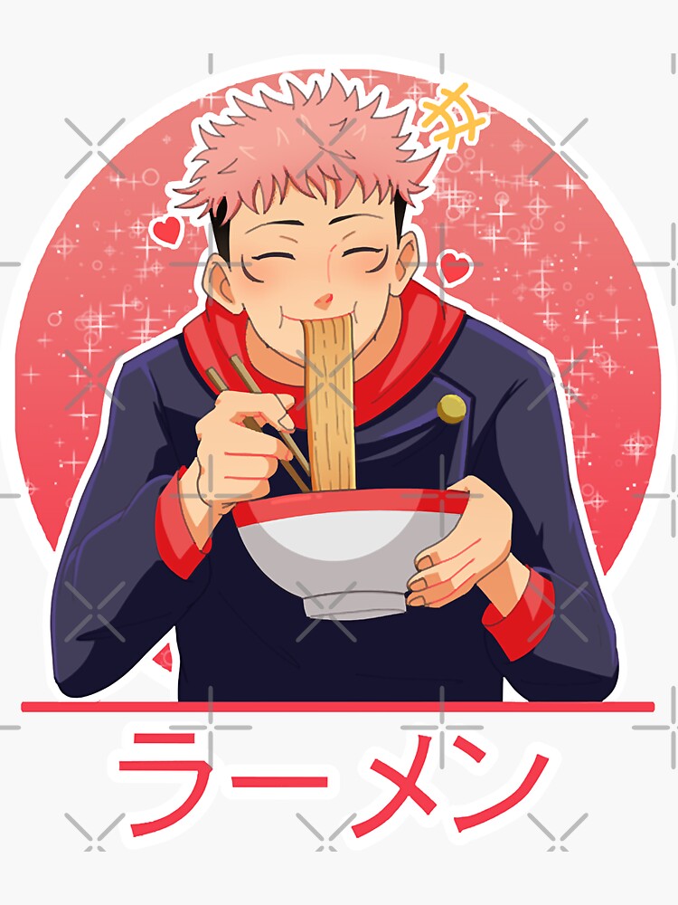 "Yuji eat noodles" Sticker for Sale by PalaciTerryRust | Redbubble