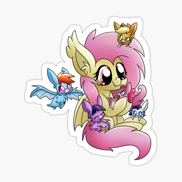 "Flutterbat with mane 6 bats" Sticker for Sale by Amberlea-draws ...