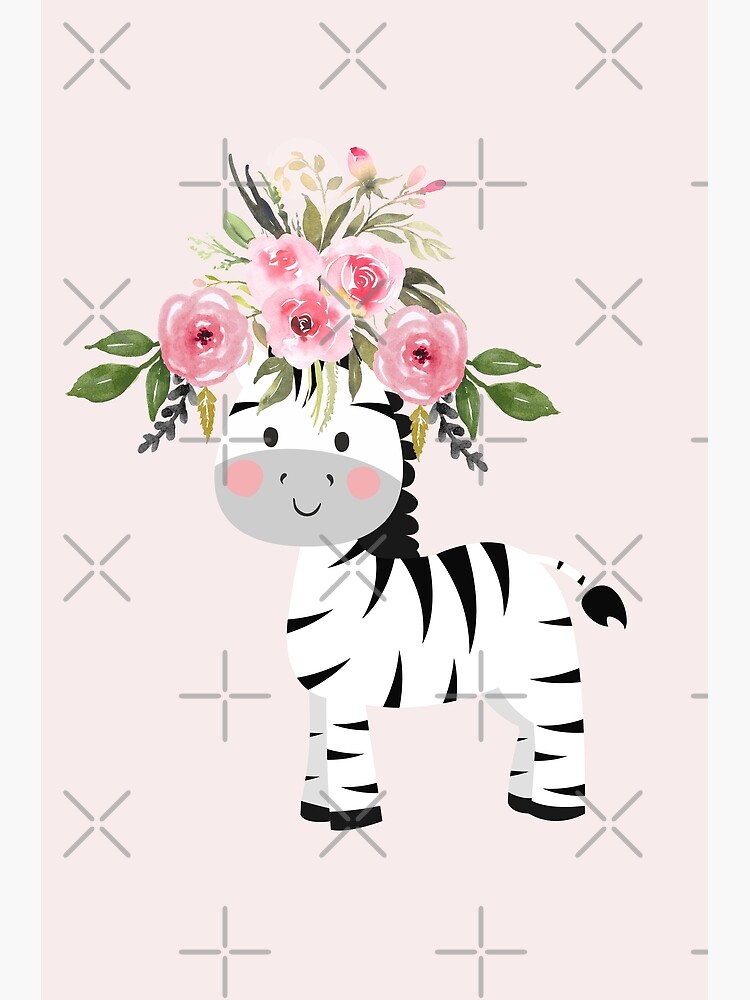 "Cute Zebra with pink flowers" Poster by MiciCici | Redbubble