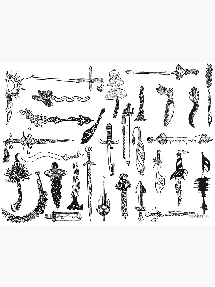 "Swords, swords, swords" Sticker for Sale by hikkora | Redbubble