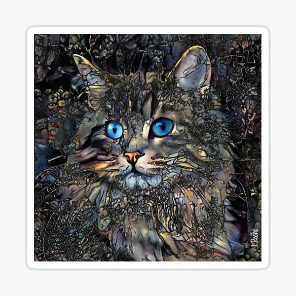 "samantha cat, kitty, cat, cat, chat, lea roche paintings" Sticker for ...