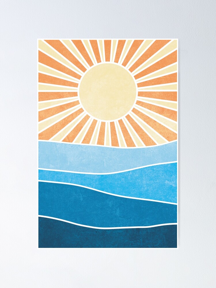 "Minimalist Sun and Ocean Landscape Art" Poster for Sale by ...