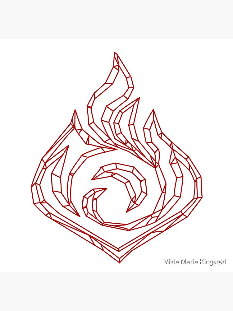 "Genshin Impact Lineart Crystal Pyro Vision" Poster by VildeMK | Redbubble