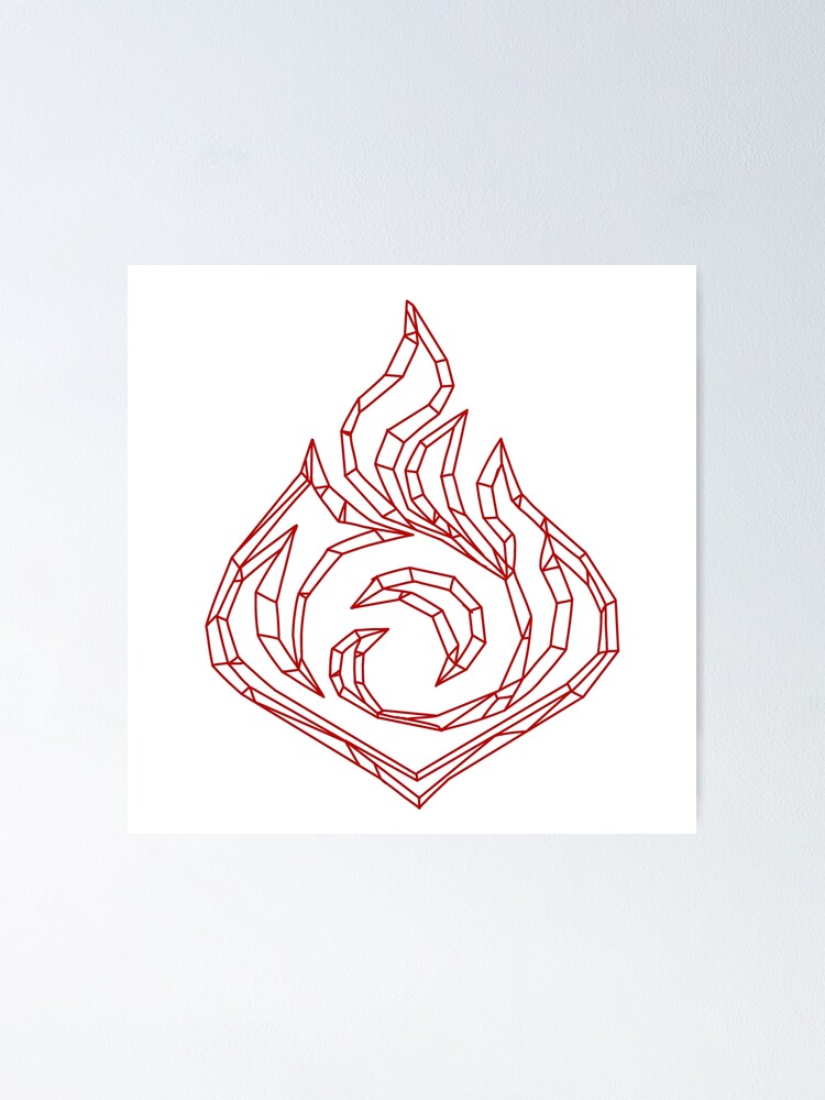 "Genshin Impact Lineart Crystal Pyro Vision" Poster by VildeMK | Redbubble