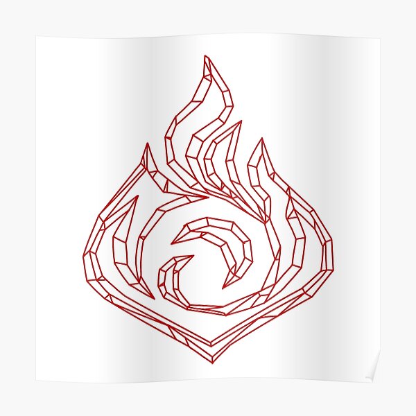 "Genshin Impact Lineart Crystal Pyro Vision" Poster by VildeMK | Redbubble