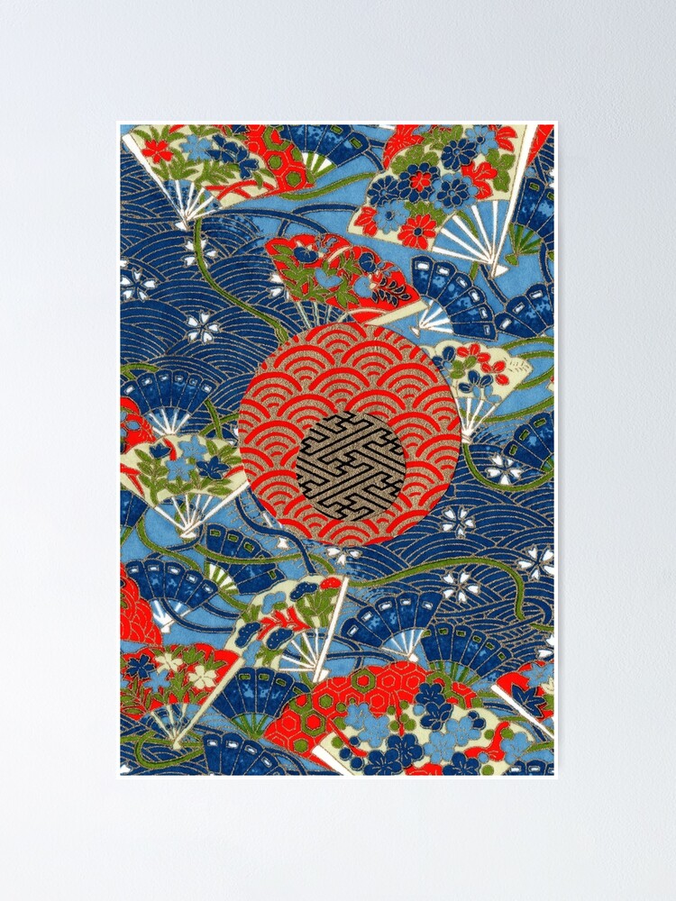 "Wo | Japanese washi yuzen chiyogami origami paper collage" Poster by Mokusho | Redbubble
