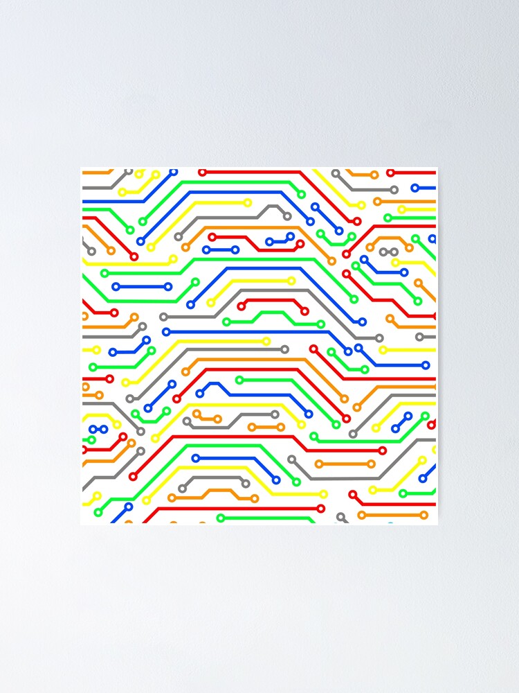 "Colorful PCB printed circuit board trace lines art" Poster for Sale by ...
