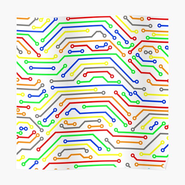 "Colorful PCB printed circuit board trace lines art" Poster for Sale by ...