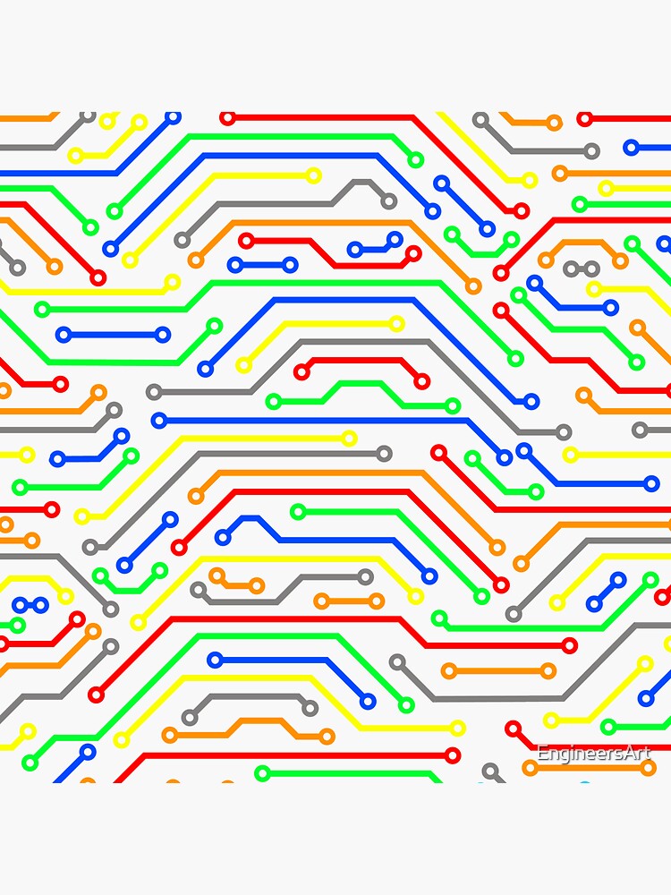 "Colorful PCB printed circuit board trace lines art" Sticker for Sale ...