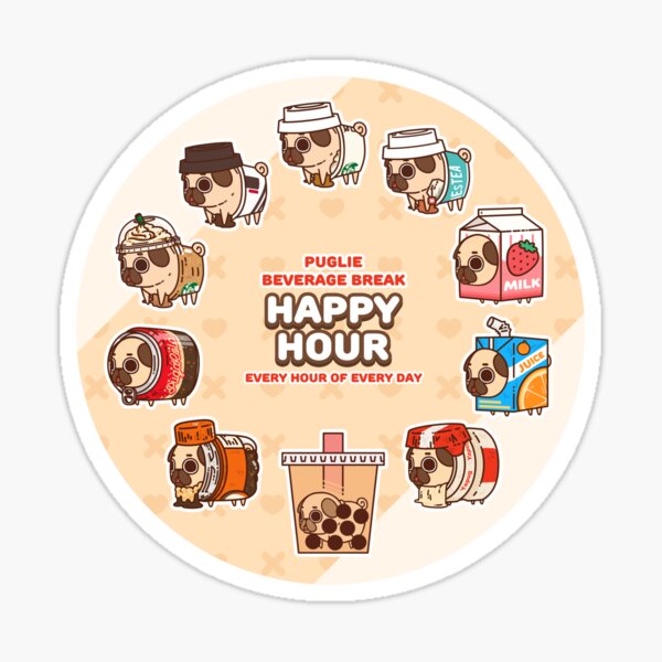 "Happy Hour" Sticker for Sale by puglie | Redbubble