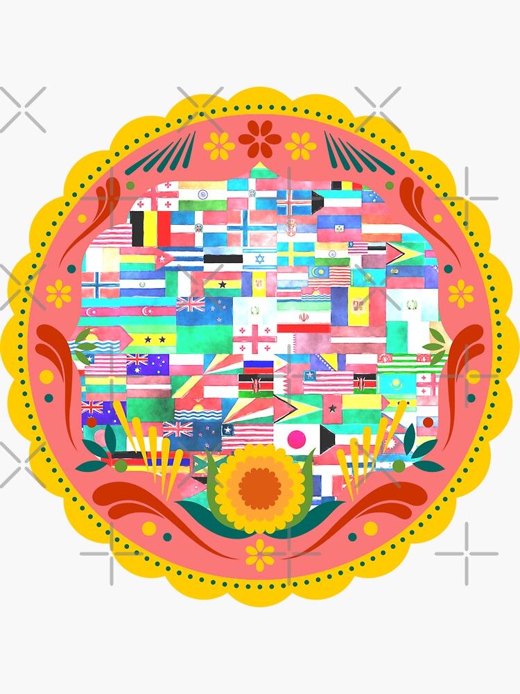 "hispanic heritage month latino countries flags sunflower" Sticker for ...