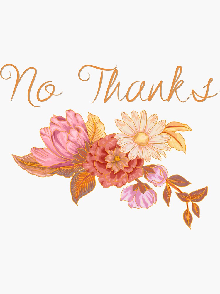 "No Thanks" Sticker by merelpierce | Redbubble