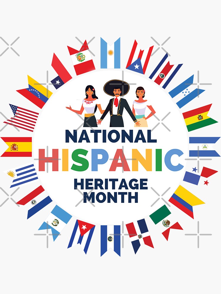 Pegatina «Mes de la Herencia Hispana Banderas de Países Latinos Girasol ...