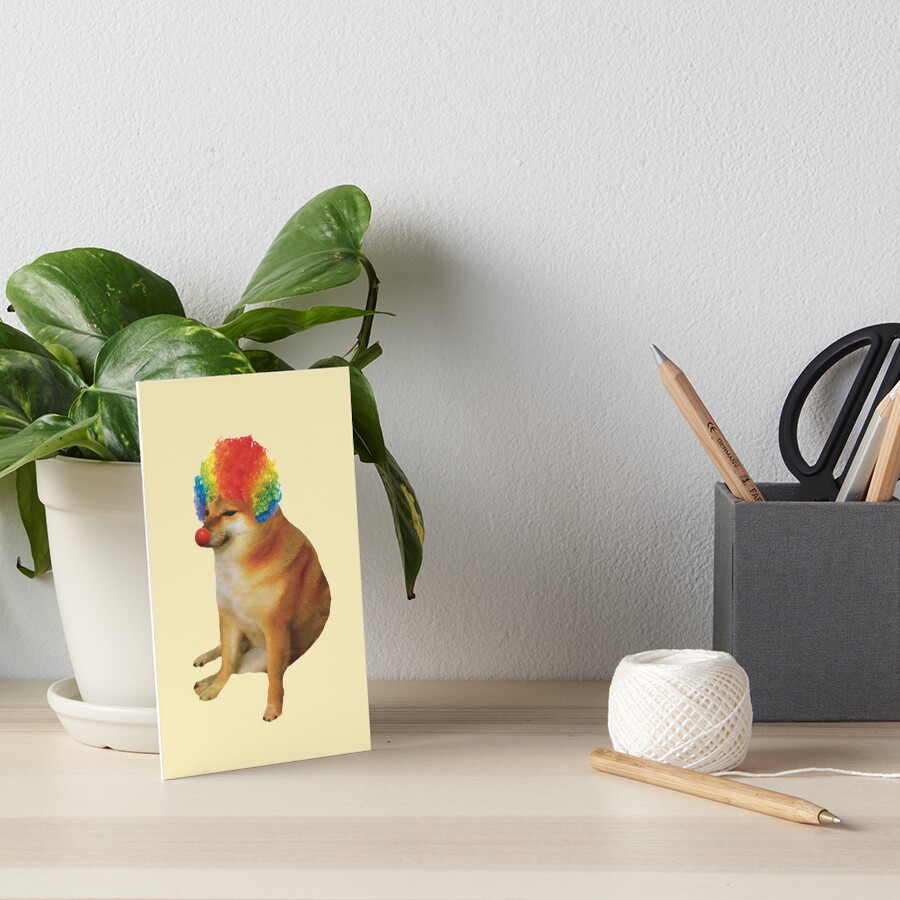 Lámina rígida «Payaso Cheems Doge» de DonatasSab | Redbubble