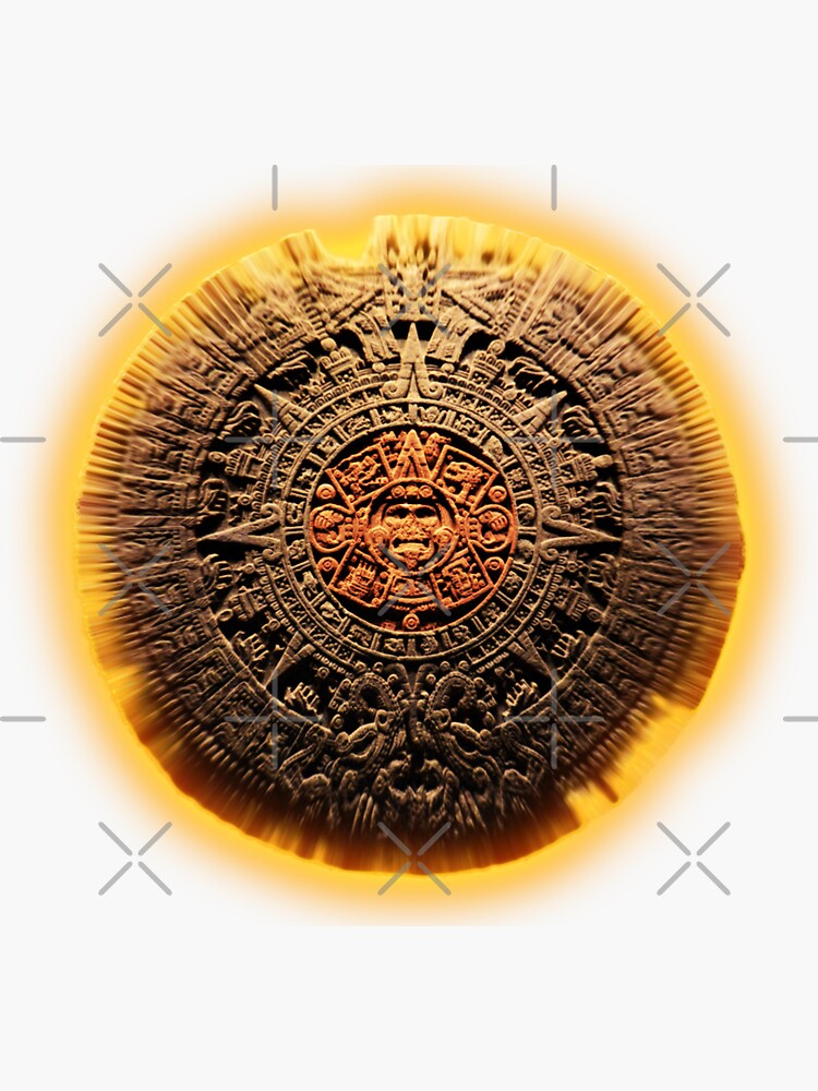 "Aztec Calendar Sun Stone Disk Aztec Civilization" Sticker by Kuetspal ...