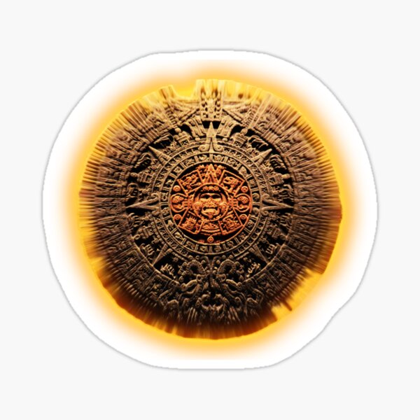 "Aztec Calendar Sun Stone Disk Aztec Civilization" Sticker by Kuetspal ...