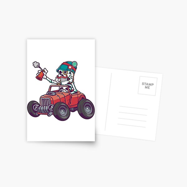 "Moustache Skull Hot Rod" Postcard by redseven-design | Redbubble