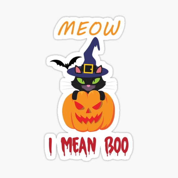 "Meow I Mean Boo Funny" Sticker for Sale by Noufell | Redbubble