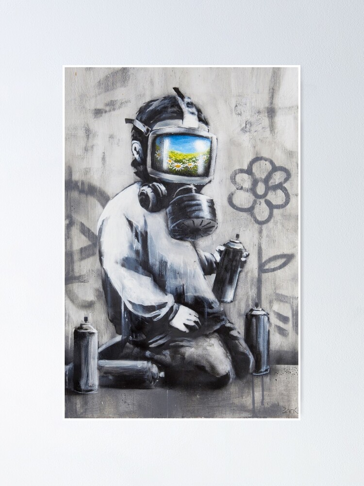 "Banksy Gas Mask Boy Art" Poster for Sale by SharpWallArts | Redbubble