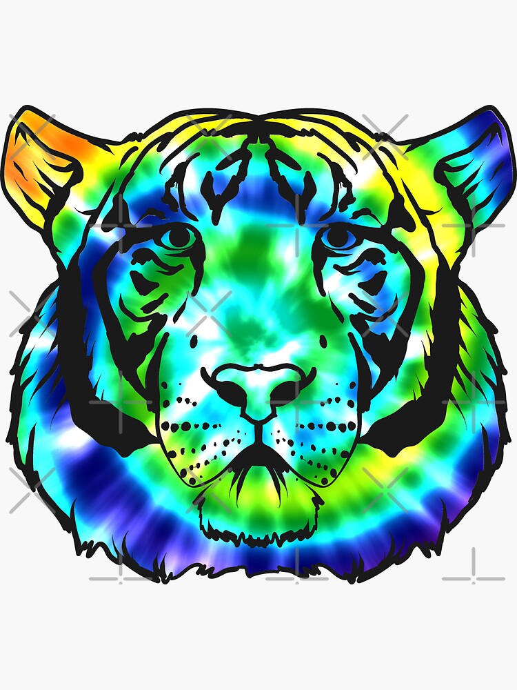 Sticker « Tie Dye Tiger Fun Trippy Tiger Année du Tigre 2022 Hippie ...