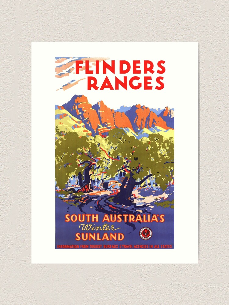 "Flinders Ranges Vintage Travel Poster" Art Print for Sale by ...