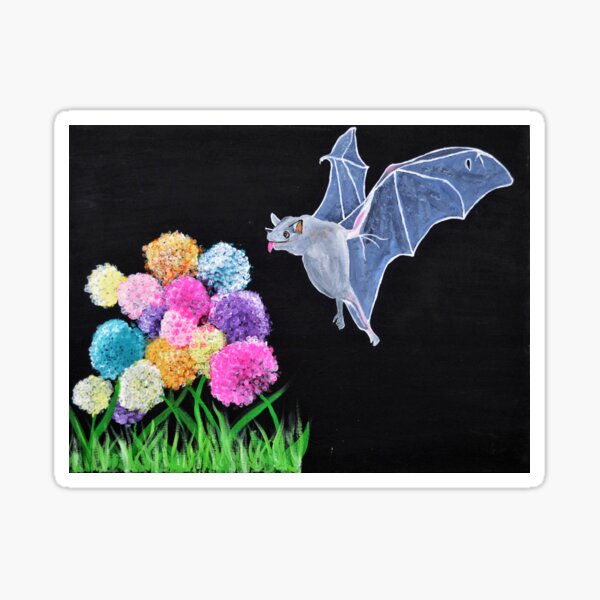"Happy Bat and Flowers" Sticker by DarlingDoah | Redbubble
