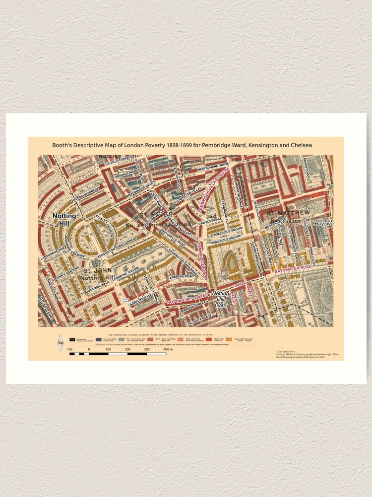 "Booth's Map of London Poverty for Pembridge ward, Kensington & Chelsea ...
