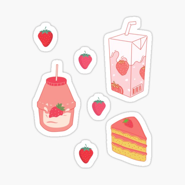 "Strawberry Themed Pack" Sticker for Sale by DesignStory | Redbubble
