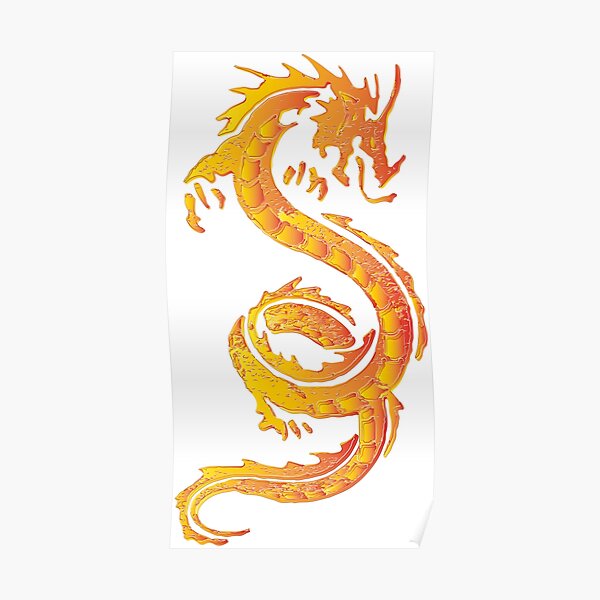 "Golden Dragon" Poster by BakaMono | Redbubble