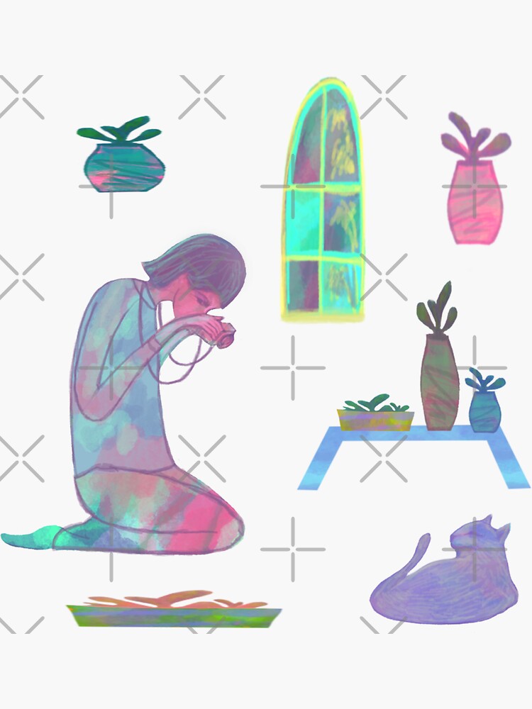 "Vintage photographer, pastel sticker set, photographer girl" Sticker ...