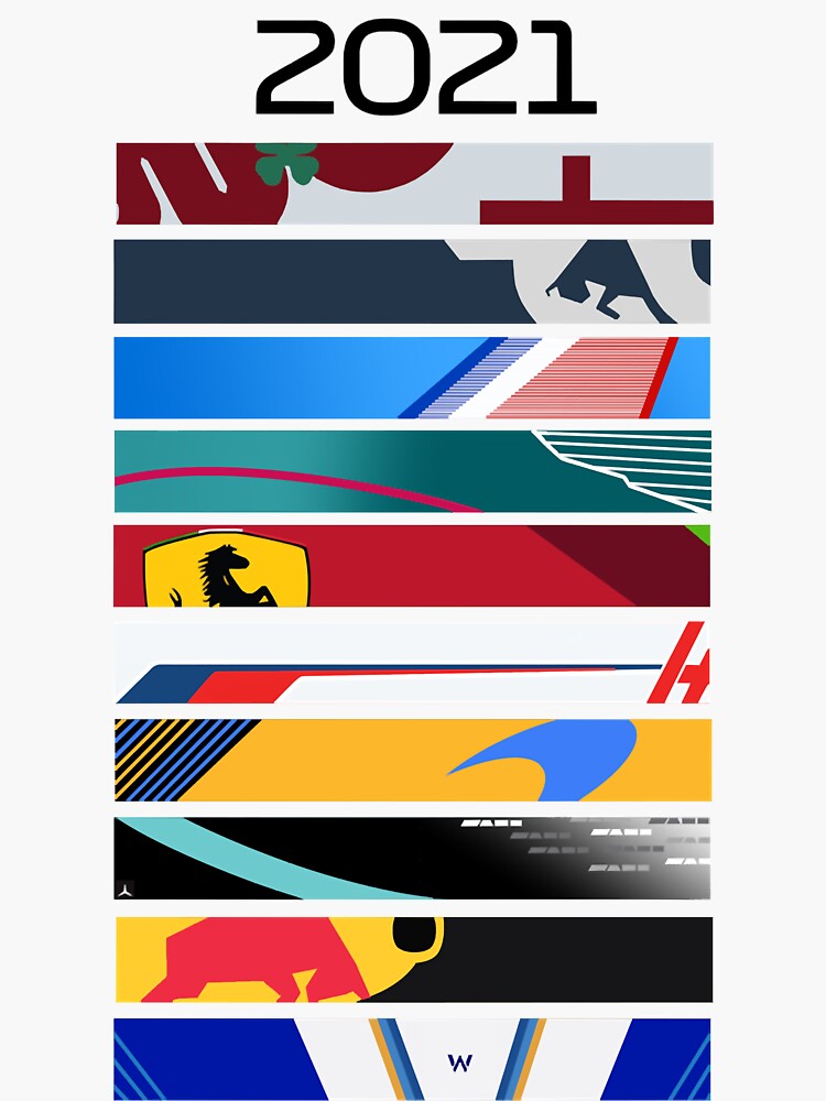 Pegatina «F1 2021 Grid Liveries Classic» de emmettreidgxb59 | Redbubble