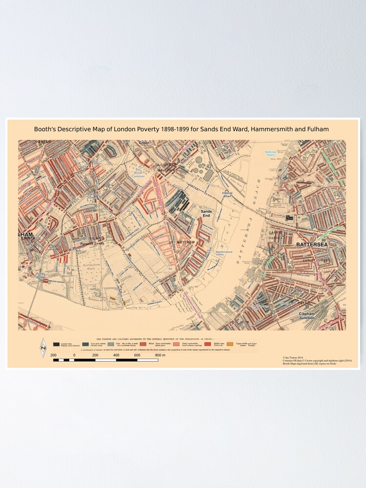 "Booth's Map of London Poverty for Sands End ward, Hammersmith & Fulham ...