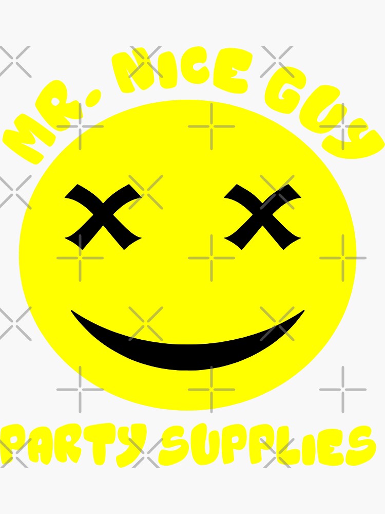 "White And Black Design Mr. Nice Guy Party Supplies" Sticker for Sale ...