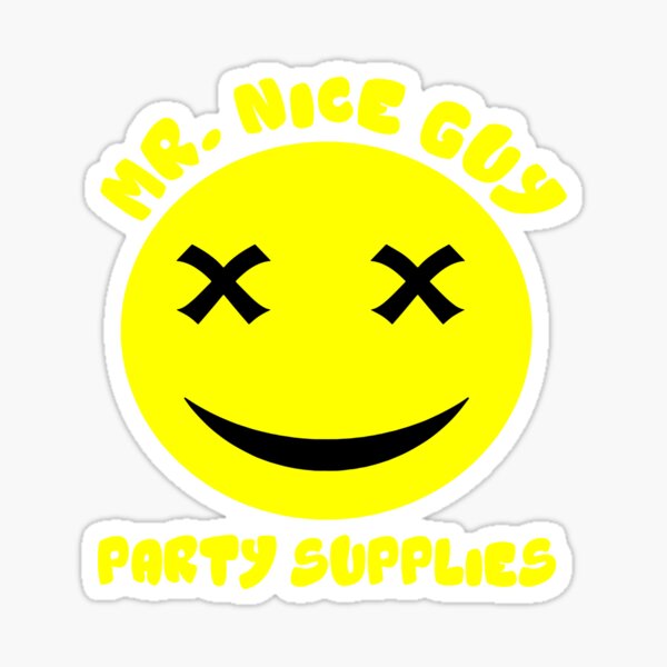 "White And Black Design Mr. Nice Guy Party Supplies" Sticker for Sale ...