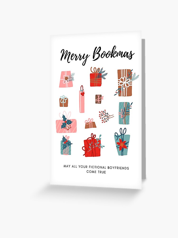 "Merry Bookmas, Fictional Book Boyfriend Bookmas Greeting Card ...