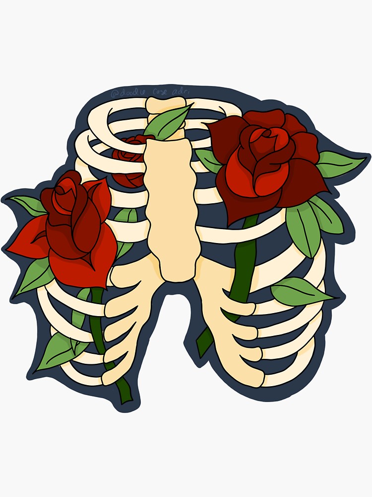 "Rib cage with roses" Sticker for Sale by doodlecase-adri | Redbubble