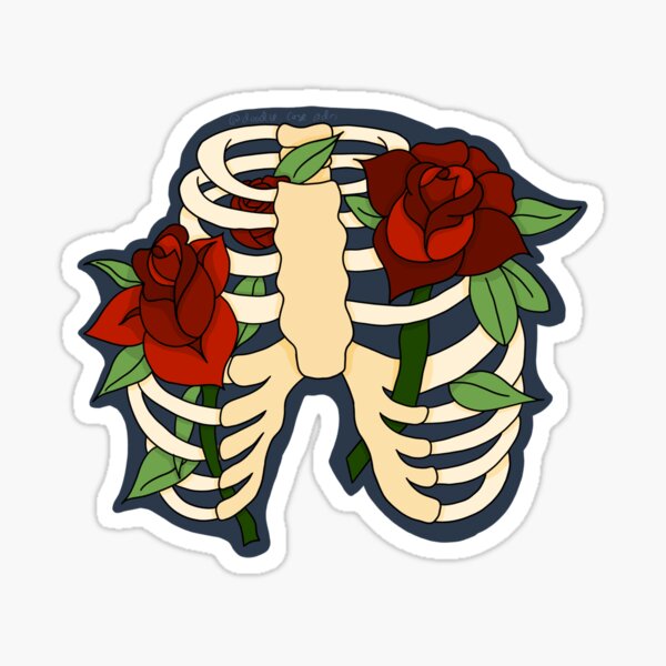 "Rib cage with roses" Sticker for Sale by doodlecase-adri | Redbubble