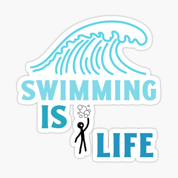 "Swimming Is Life - Drowning Man" Sticker by ToonicClothes | Redbubble