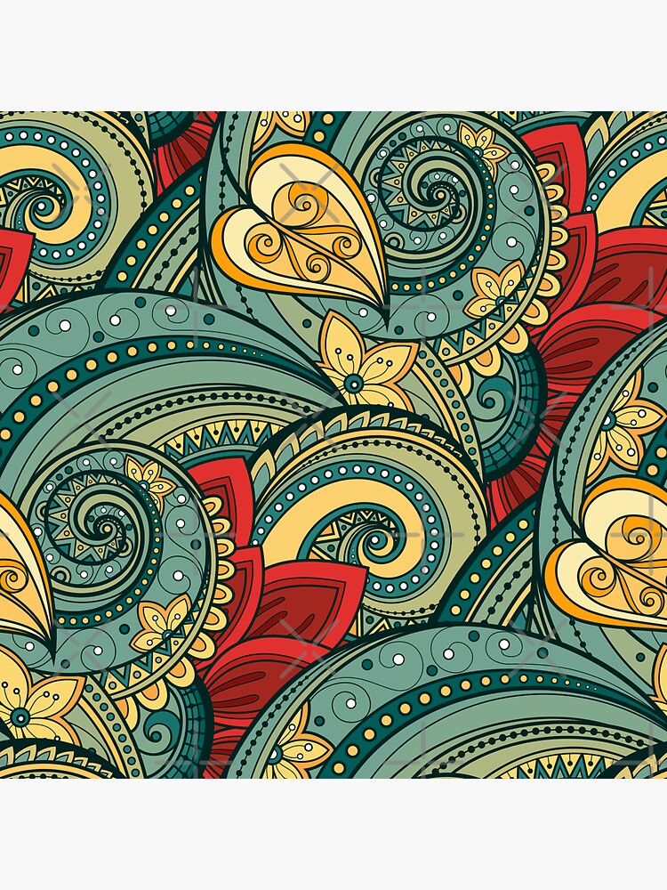 "Paisley Print with Vintage Floral Motifs" Sticker by lissantee | Redbubble