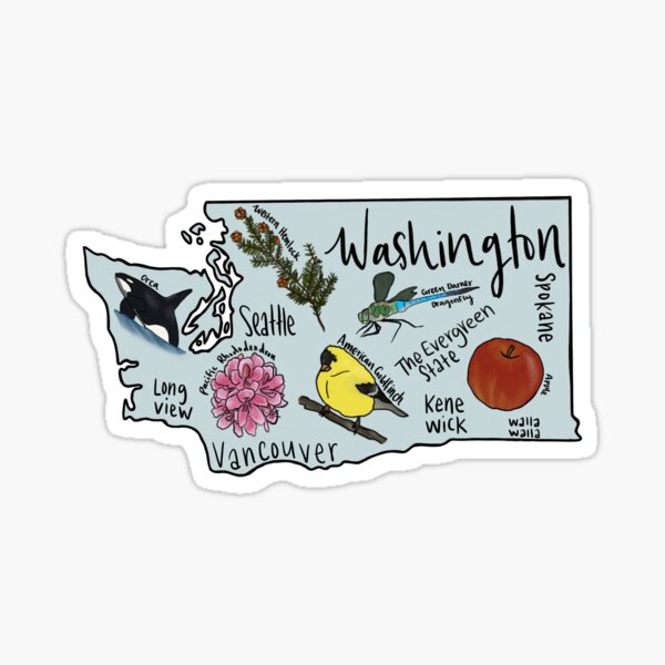 "Washington State Symbols" Sticker by brinscozycorner | Redbubble