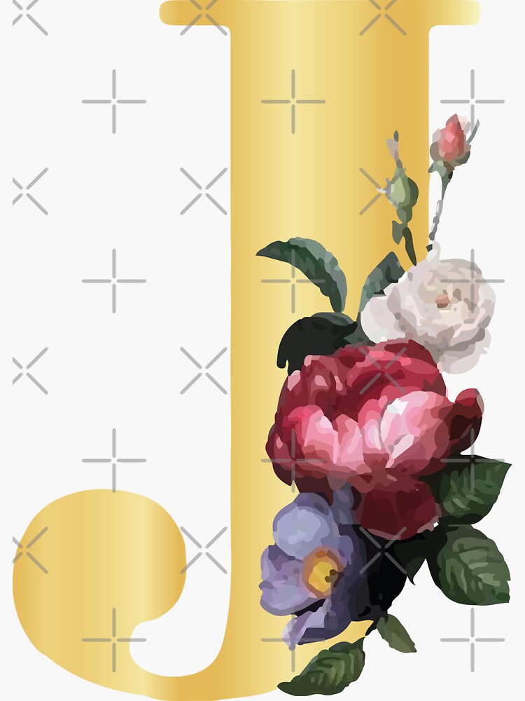 Pegatina «Letra del alfabeto J con flores» de DigiPaper | Redbubble